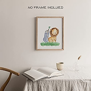 La Naranja Safari Nursery Decor Golf Wall Art Prints for Kids Cute Room Decor Aesthetic Golf Buddies Animal Pictures for Boys Room, Girls Room, Baby Shower Gifts, Set of 4, 8''x10'', UNFRAMED