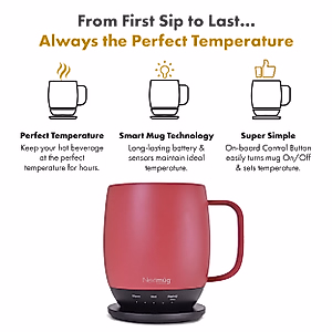 Nextmug - Temperature-Controlled, Self-Heating Coffee Mug (Dusty Rose - 14 oz.)