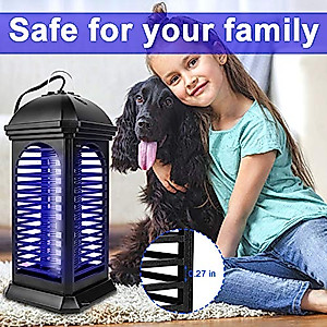 LIKYUU Bug Zapper for Indoor and Outdoor - Electric Mosquito Zapper Killer Waterproof, Insect Fly Trap with Cleaning Brush, Safe for Pets and Children （Black）