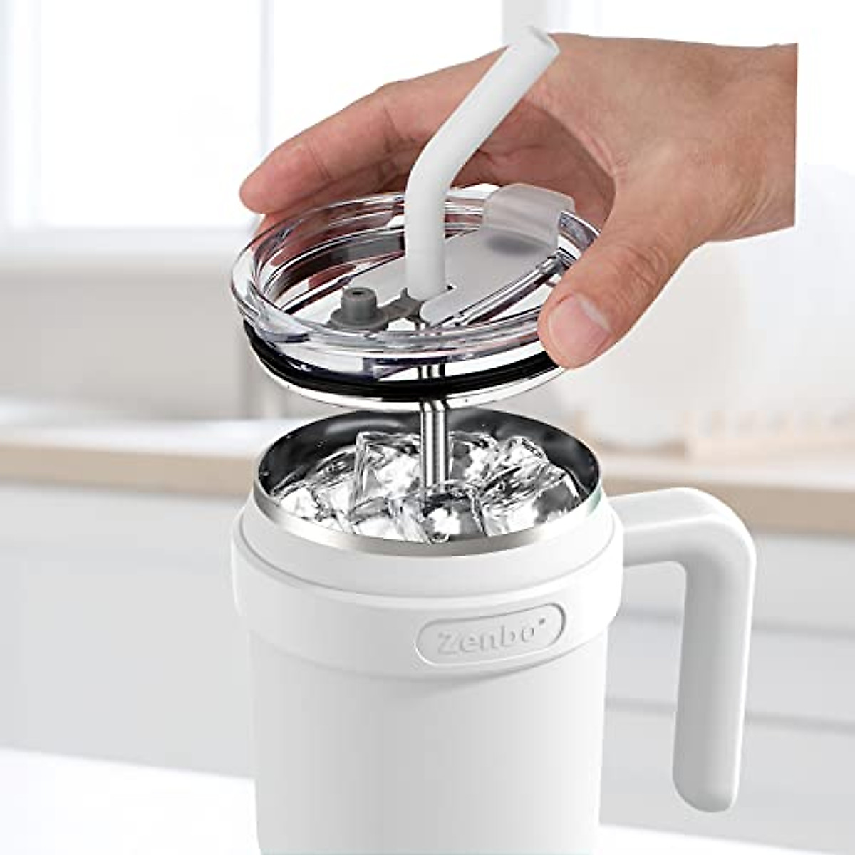 Zenbo 50 oz Mug Tumbler With Handle and Straw Lid | Stainless Steel Insulated Tumblers, Keeps Drinks Cold up to 34 Hours, Fit in Car Cup Holder, Dishwasher Safe,BPA Free