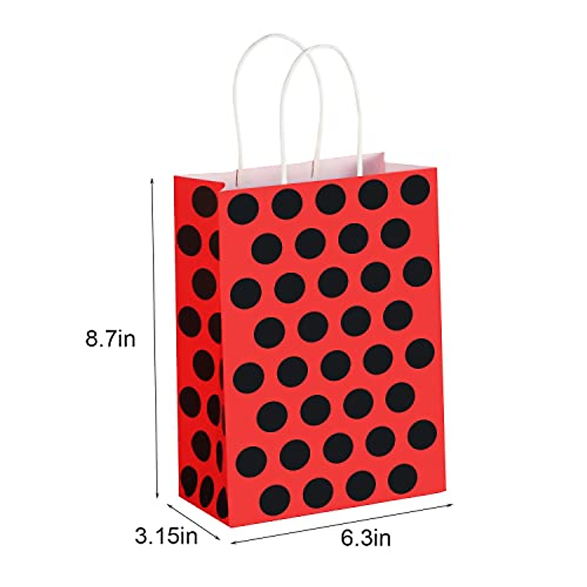 BLEWINDZ 32 Pieces Small Gift Bags with Red Tissues, Party Favor Bags Polka Dots for Ladybug Theme Birthday, Wedding, Christmas, Party Supplies (Red Black)