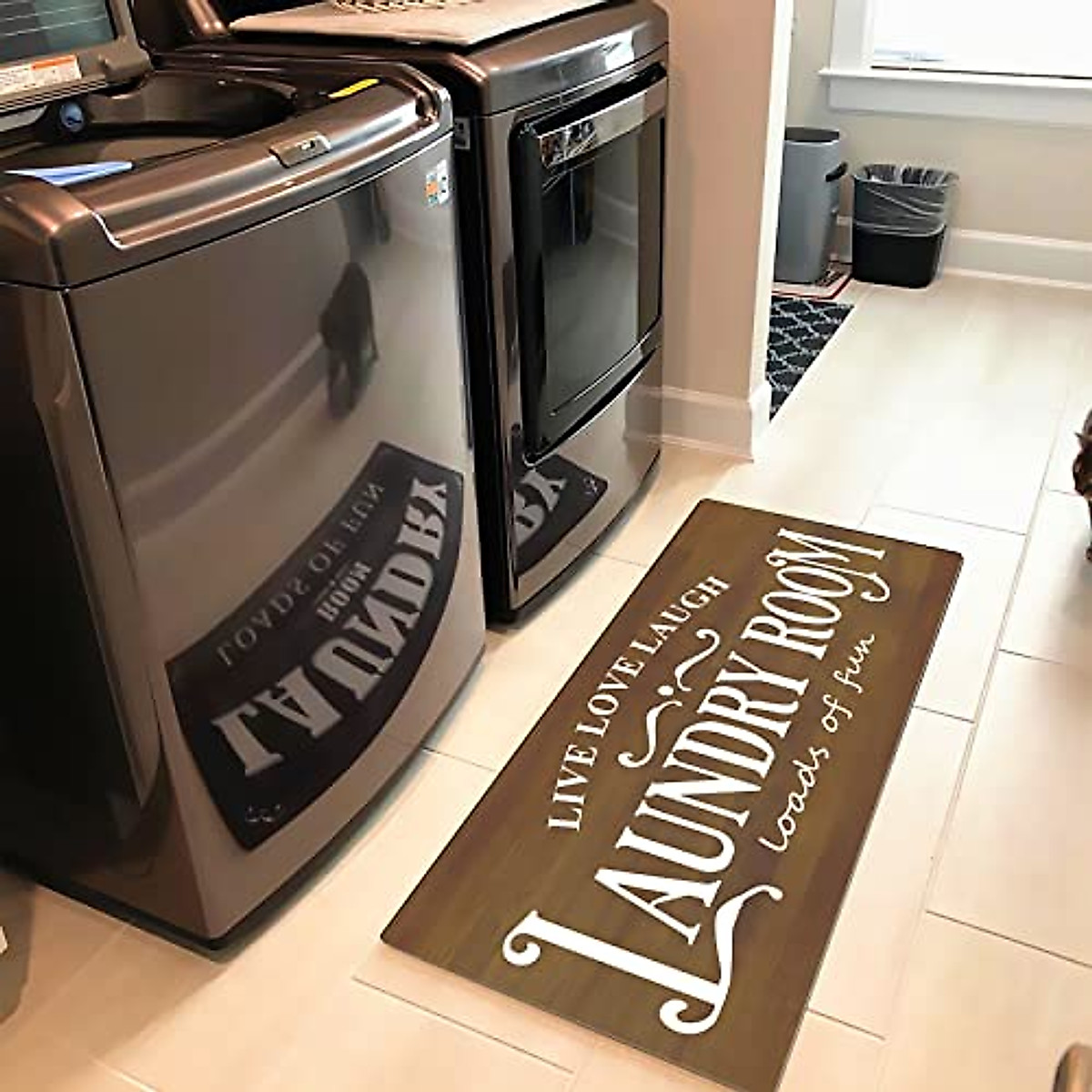 Ukeler Vintage Wood Laundry Room Area Rugs Non Slip Natural Rubber Runner Rug Waterproof Anti Fatigue Kitchen Rug Laundry Room Floor Mat Bathroom Mats 20''×59''