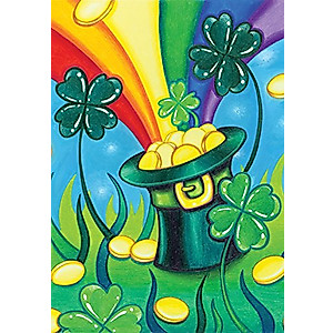 Toland Home Garden 112572 Hat 'O Gold St Patricks Day Flag 12x18 Inch Double Sided St Patricks Day Garden Flag for Outdoor House St Pats Flag Yard Decoration
