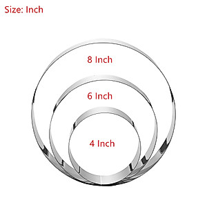 Large Round Cake Ring Set-4/6/8 Inch Biscuit Cutter Stainless Steel Circle Pancake Mold English Muffin Ring