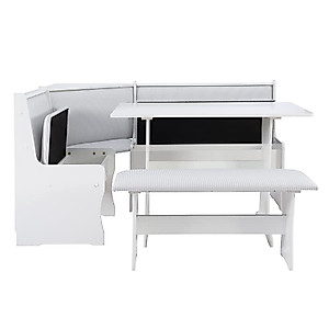 Linon Sanford Wood Storage Nook Dining Set in White and Gray