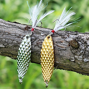 Sougayilang Spoons Hard Fishing Lures Treble Hooks Salmon Bass Metal Fishing Lure BaitsSILVER 5pcs
