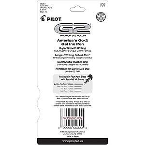 PILOT G2 Premium Refillable & Retractable Rolling Ball Gel Pens, Ultra Fine Point, Black Ink, 4-Pack (31275)