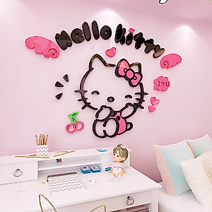 3D Acrylic Cartoon cat Wall Decoration Sticker for Baby Room, Bedroom, Game Room, etc. (Variation A) (XXL - 1200 x 803 mm)