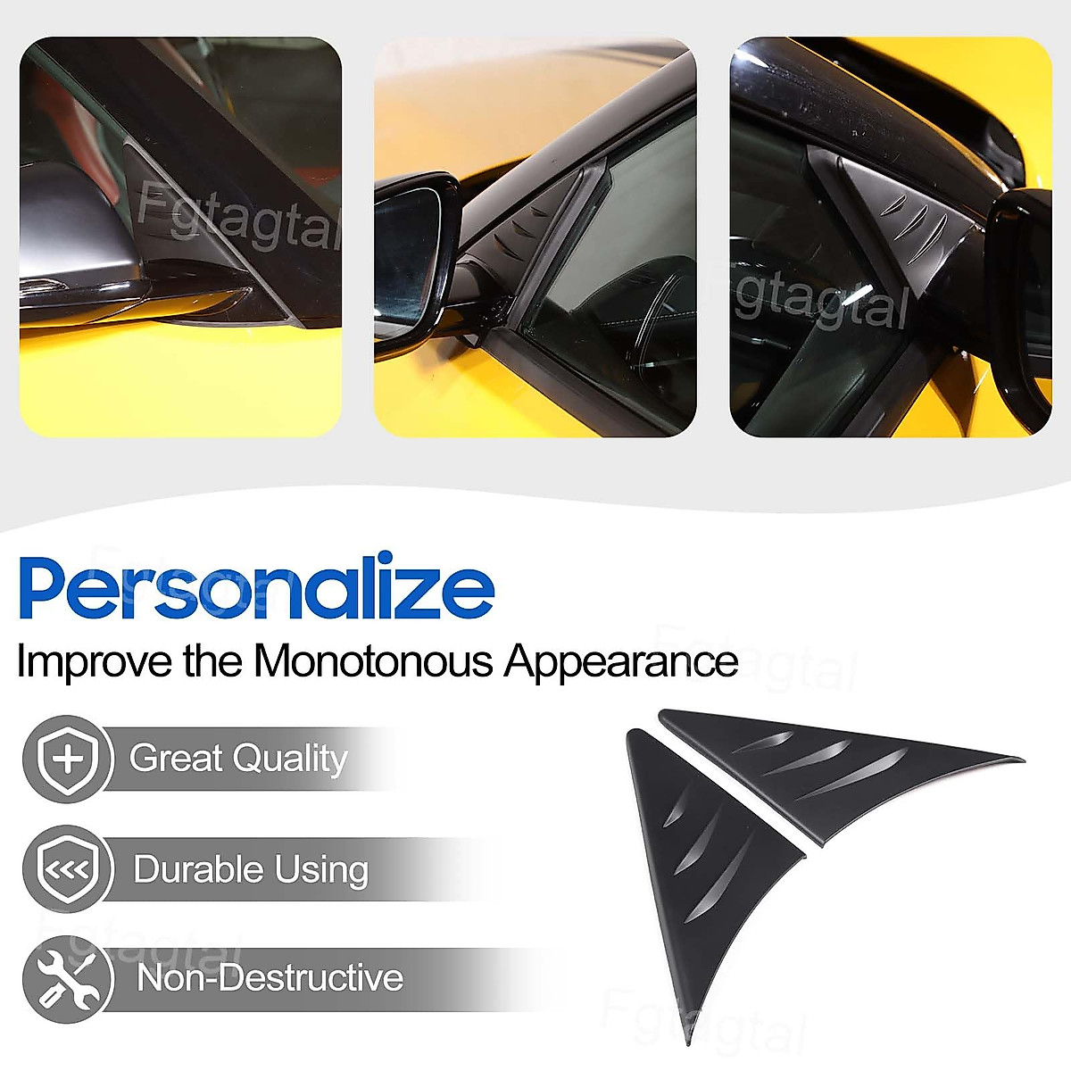 Fit for Toyota Supra GR A90 A91 MK5 2019-2024 ABS Rearview Mirror Side Spoiler Trim Cover Stickers, Channel The Car Air, Reduce The Wind Noise Inside The Car, 2PCS (Matte Black)