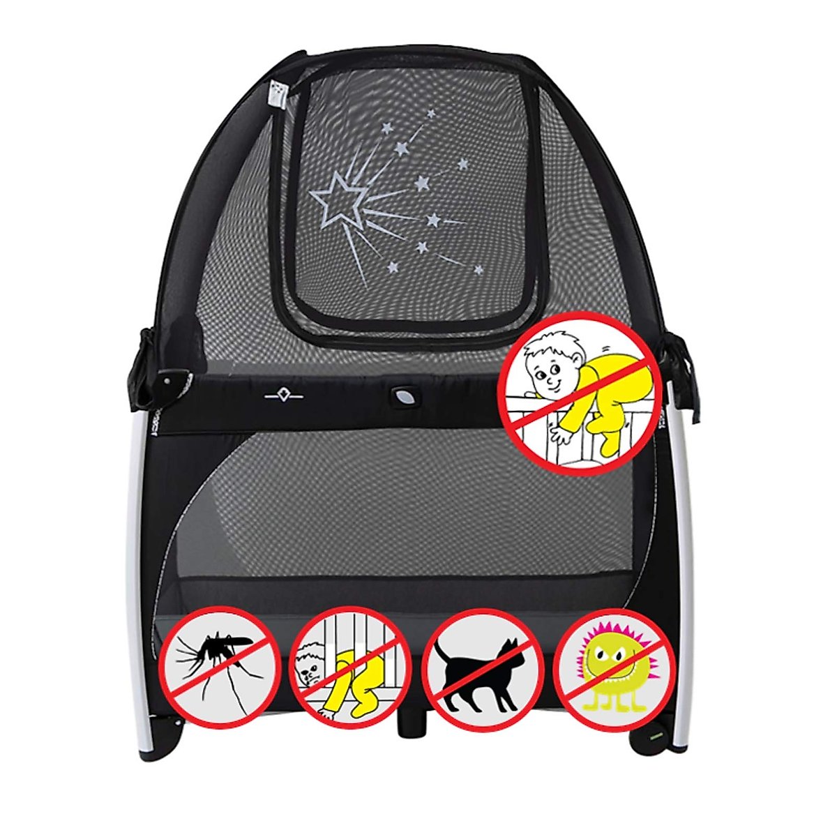 Aussie Cot Net Crib Tent Fits a Pack n Play - Portable Travel Tent to Keep Baby from Climbing Out - Black Crib Netting Helps Settle Baby to Sleep Better and Longer