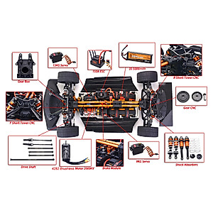 GoolRC ZD Racing Remote Control Car, 1:7 Scale, 70km/h 4WD Hypercar with 4282 2000KV Brushless Motor, 2.4G Remote Control, EU and US Plug Options