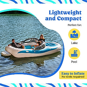 Aquayam Lake Floats for Adults Floating Island for Lake Inflatables Lake Toys for Adults and Family | Boat Floats for The Lake Includes Air Pump, Extendable Oars, Repair Kit and Carry Bag