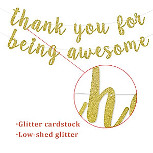 Suagelaz Thank You for Being Awesome Banner, Inspirational Appreciation, Birthday, Friendship, Graduation Banner for Employee, Best Friend, Teacher, Coworkers (Gold)