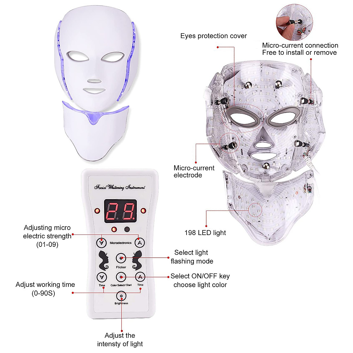 7 Colors Light Portable Face & Neck M -Ask Machine for Home Use | 7 Colors