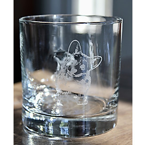 HullSpeed Designs Corgi Butt - 2 Sided Engraved Rocks & Whiskey Glasses (Set of 2)