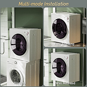 ROVSUN 2.6 Cu.Ft Portable Clothes Dryer, 110V 1400W Electric Compact Front Load Tumble Laundry Dryer with Stainless Steel Tub & Easy Control Knob for Apartment, Home, Dorm,RV (White)