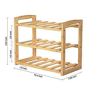 CALM COZY Water Bottle Organizer, 3 Tier Bamboo Water Bottle Rack, Cup Organizer for Kitchen Cabinets, Plastic Water Bottle Holder for Cabinet, Pantry, Kitchen Countertop, Dining