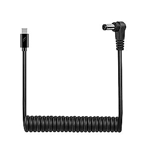 90 Degree Type C to DC Charging Cable, Type C USB C Male to DC 5.5X2.5mm Male Power Jack Notebook Charging Cable Coiled Spring Charging Cord, 12V 5A