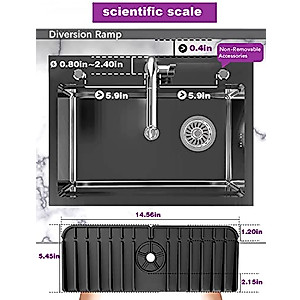 Decyam Upgrade Kitchen Sink Splash Guard, Silicone Faucet Handle Drip Catcher Tray, Kitchen Sponge Holder Faucet Absorbent Sink Protectors Mat for Kitchen Bathroom Sink Accessories (2 pcs black)
