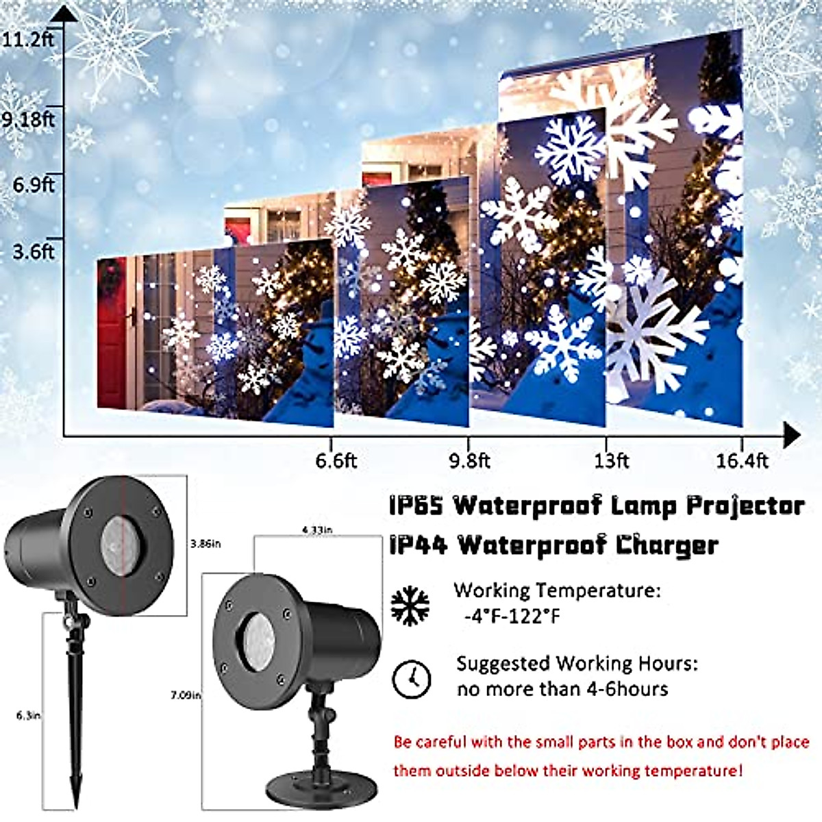 Christmas Lights, Christmas Snowflake Projector Lights Outdoor - Liwarace LED Snowflake Lights - Waterproof Plug in Xmas Lights - Indoor/Outdoor Christmas Decorations Gifts for Women/Men