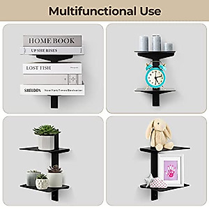 ART-GIFTREE Invisible Floating Book Shelves for Wall, Iron Floating Bookshelf Wall Mounted, Heavy-Duty Book Organizers for Home Bedroom Living Room Office, 2 Pack Black