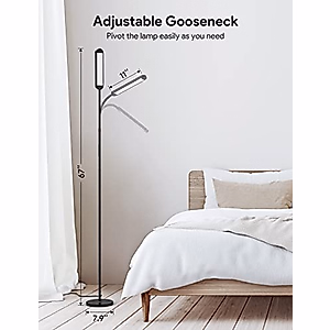 MediAcous Floor Lamp, LED Floor Lamp for Living Room, 5 Colors & Brightness & Step-Less Adjustable, Standing Lamp with 1H Timer, Remote & Button, Dimmable Reading Floor Lights, Work with Wall Switch