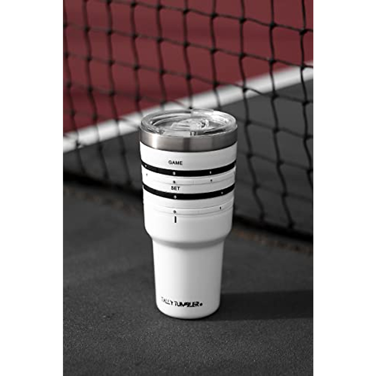 Tally Tumbler Tennis, Stainless Steel Cup Holder, 30 oz Leak Proof Lid, Double Wall Insulation, Tennis Tumbler with Score Keeping Counter used to Track Game Score & Set Score, for Two Teams