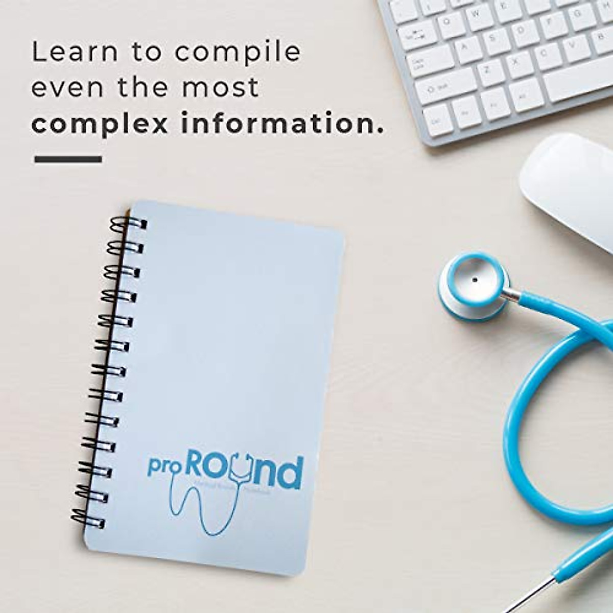 Medical Rounds Notebook, proRound – Spiral Notebook, Notepad with Template, Log Book for Medical Students, Nurses & Physician Assistants, Pocket Size – 4.5 x 7 Inches, 75 Pages (Pack of 1)
