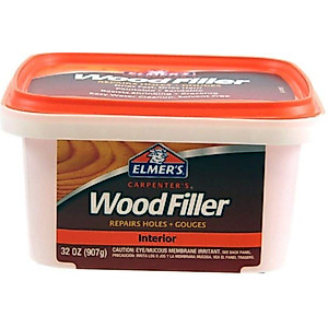Elmer's E842L Carpenter's Interior Wood Filler; 32 Ounce; Ideal for Repairing Holes, Dents, Scratches, Gouges and Defects On Any Wood, Wallboard, Molding or Painted Surface; Pack of 5