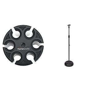 Gator Frameworks Microphone Stand Adapter Bundle for 6 Mics + PylePro PMKS5 Mic Stand (2.8-5 ft.)