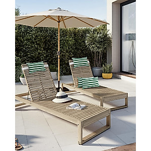 T&H XHome Outdoor Pillow for Chaise Lounge Chair, Christmas Green and White Stripe Waterproof Headrest Pillow Lumbar Pillows with Adjustable Elastic Strap for Beach, Poolside, Patio, Office (2 Pack)