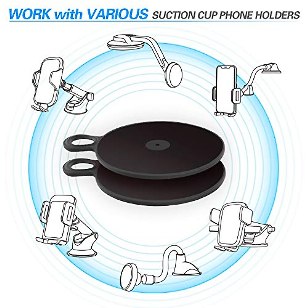 volport Dashboard Pad Mounting Disk for Suction Cup Phone Mount, 2.95in/75mm Sticky Adhesive Disc for Car Dash Cam GPS Holders with 3M Extra Strong Double-Sided Circle Adhesion Replacement Stickers