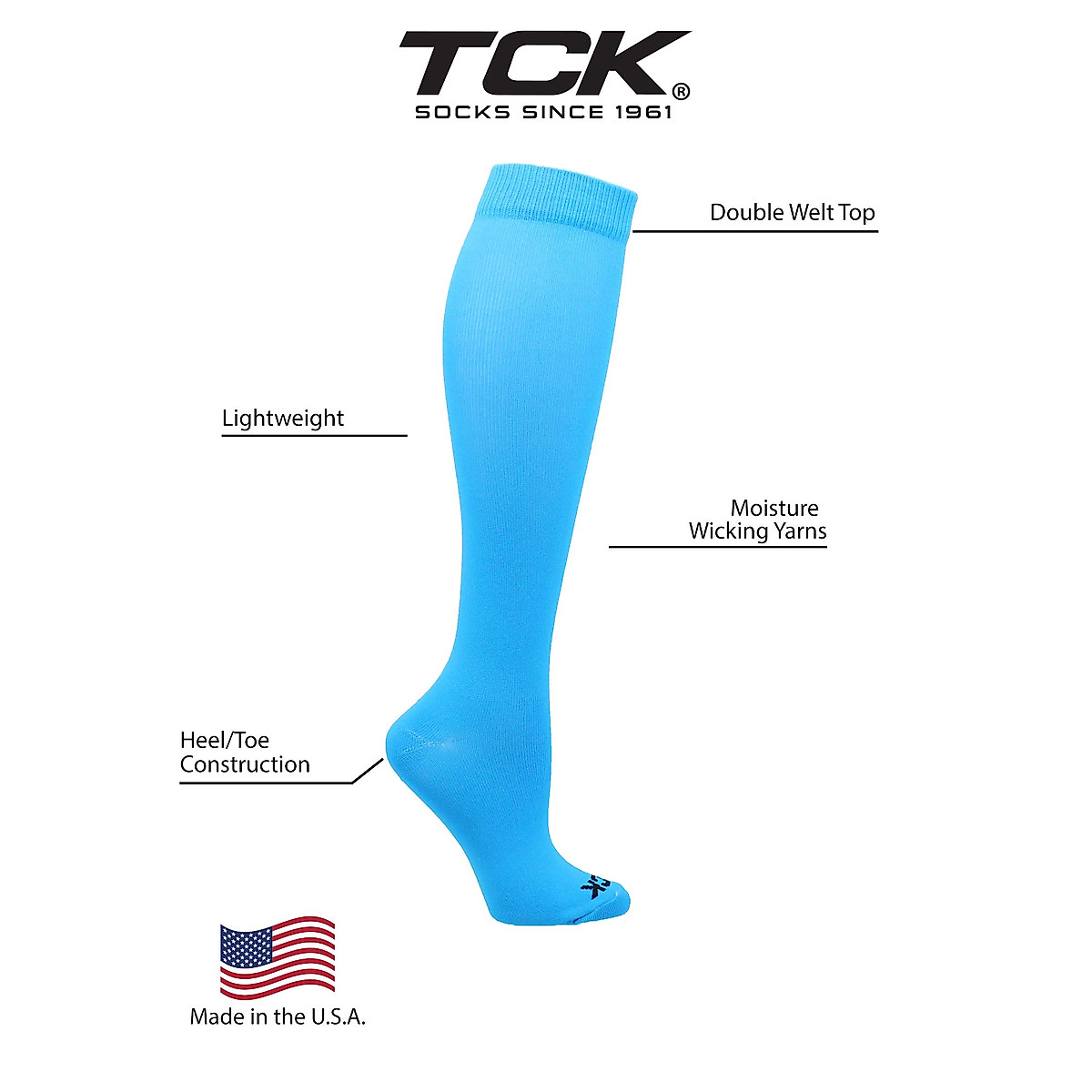 TCK Krazisox Neon Over the Calf (Electric Blue, Large)