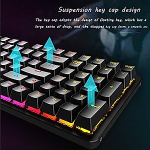 Mechanical Gaming Keyboard Compact 98 Key， Red Switches ， Custom Made chip Computer Keyboard -USB Connection Multi-Color Rainbow programmable RGB with Red Switches,for Windows PC Gamers