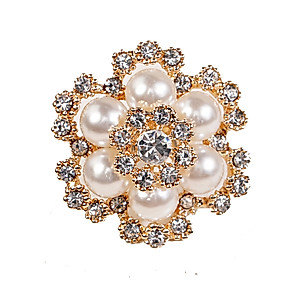 YERTTER Boho Gold Oversized Pearl Rhinestone Crystal Flower Ring Women Statement Ring Adjustable Ring Boho Pearl Ring Vintage Finger Knuckle Ring Gift for Women Girls (small)