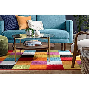 Well Woven StarBright Bright Square Modern Geometric Multi 5' x 7' Kids Area Rug, Multicolor