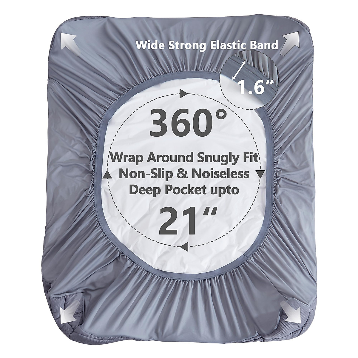 ELVEN HOME King Size Mattress Pad Waterproof Cooling Mattress Topper King 78"x80" Noiseless Urine Proof Mattress Protector Cover Deep Pocket Washable Quilted Fitted Soft Mattress Pad, Grey