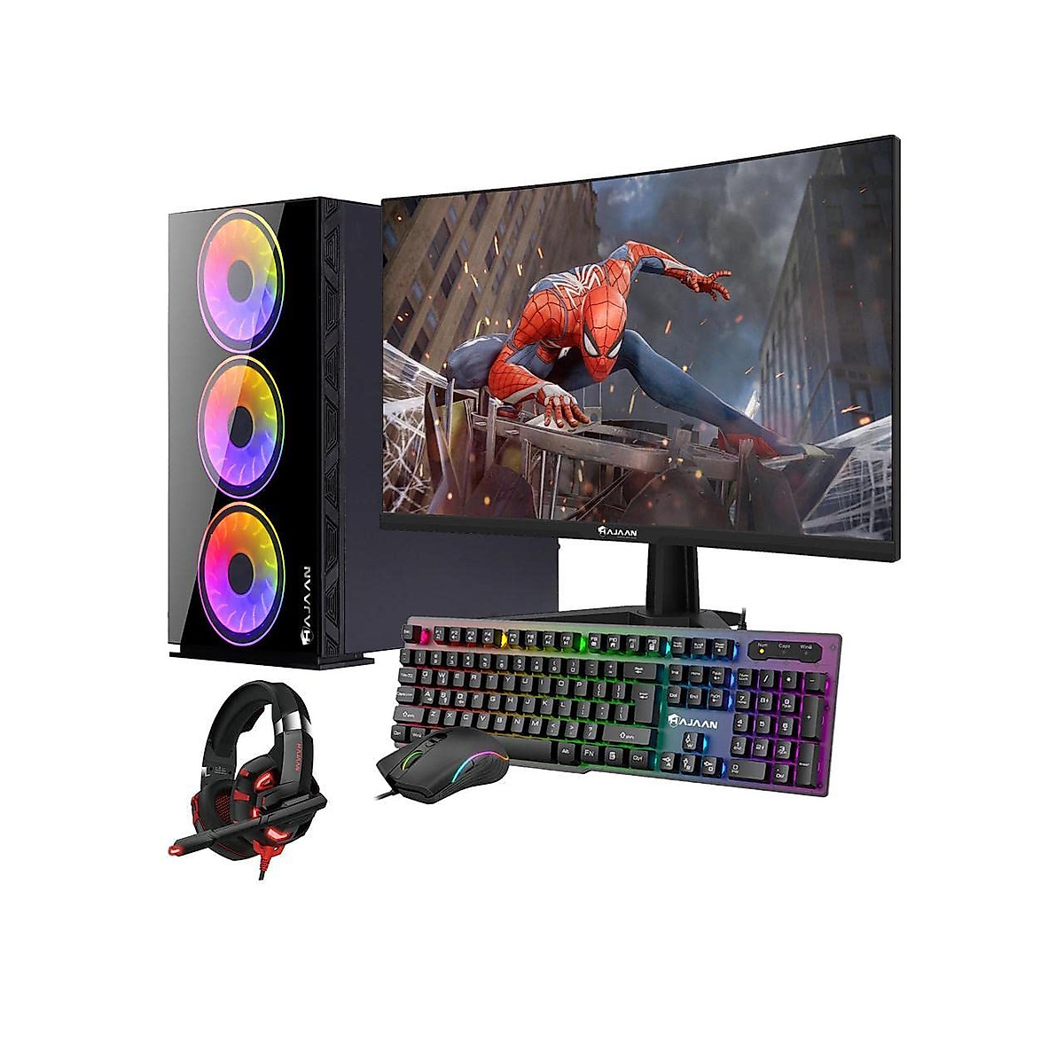 HAJAAN BREEZE PRO Gaming Desktop Tower PC with 27 Inch Gaming Monitor - Intel Core i5-10400F Processor UpTo 4.30 GHz, 16GB DDR4 RAM, 512GB SSD, GeForce GTX 1650 4GB, Windows 11 Pro