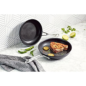 Anolon X SearTech Aluminum Nonstick Cookware Frying Pan Set, 2-Piece, Super Dark Gray