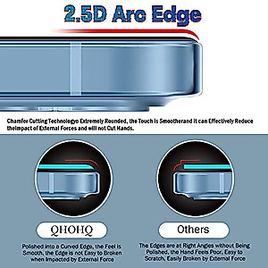 QHOHQ 3 Pack Screen Protector for iPhone 13 Pro Max 6.7 Inch with 3 Pack Tempered Glass Camera Lens Protector, Ultra HD, 9H Hardness, Scratch Resistant, Easy Install - Case Friendly