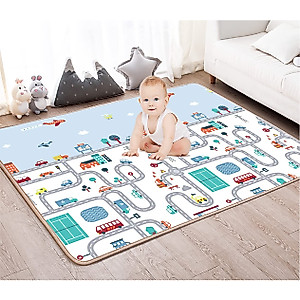 HOMTOL Baby Play Mat, Reversible Foam Playmat, 59"x70" Toddlers Infants Crawling Mat, Kids Activity Mats for Floor, Non-Slip Double Sided
