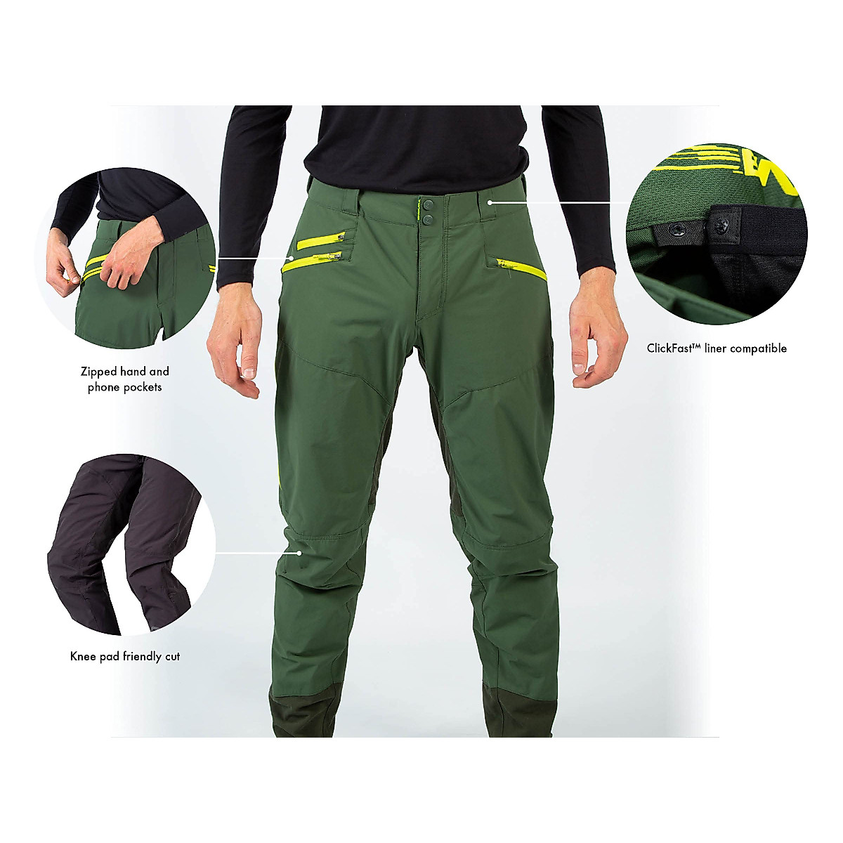 Endura Men's SingleTrack Mountain Cycling Pants ClickFast Liner Compatible Black, X-Large