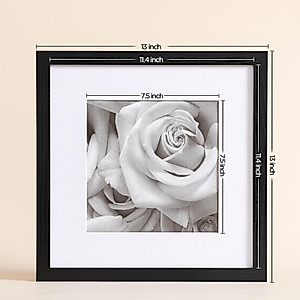 eletecpro 12x12 Picture Frames Black Set of 9, Wooden Square Frame Displays 8x8 with Mat and 12x12 without Mat, Poster Frame for Wall Hanging