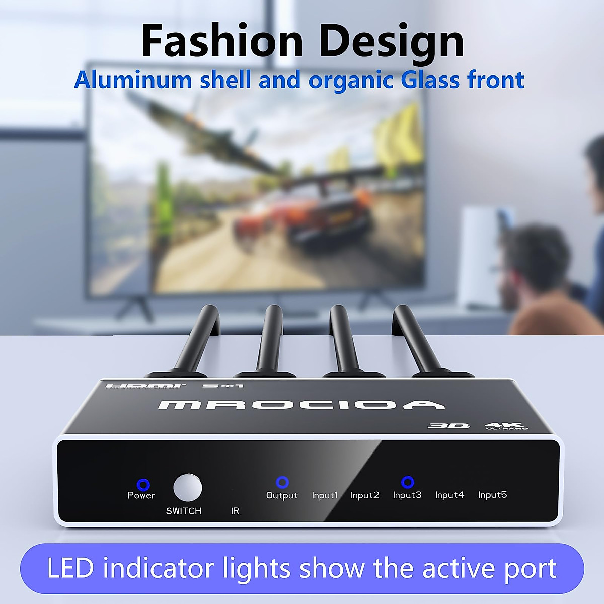 HDMI Switch 4K Switcher Splitter 5 Port in 1 Out Remote 2160P 1080P. Support PS5/ PS4 / PS3/ Xbox Series X/Xbox ONE X(S)/ Xbox/Apple TV 4K/ FIRE TV 4K/ Nintendo Switch/DVD Blure ray/Laptop/PC.