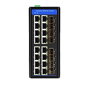 HGW-1608SM-PSE - 16x RJ45 + 8X SFP Ports Gigabit Ethernet Managed PoE Industrial Fiber Switch 240W Total Power, DIN Rail Mount, -40 to +75 Celsius