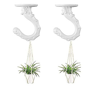 QMseller 2 Sets Metal Ceiling Hooks, Heavy Duty Swag Ceiling Hooks with Hardware for Hanging Plants/Chandeliers/Wind Chimes/Ornament (White Color)