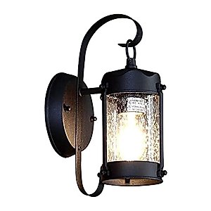 PEHUB Minimalism Creative Industrial Wall Lamp Outdoor Waterproof Wall Light Glass Shade Cylindrical Wall Lantern with E27 Socket Garden Courtyard Porch Wall Sconce Exterior Light Fixture