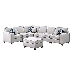 Devion Furniture Modular Seat L Shaped Floor Sofa, Couch for Living, Apartment, Play Room, Airbnb Sectional, Large, Light Gray