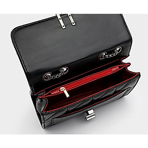 Herinos Women Crossbody Bag, Leather Diamond Handbag for Girls, Young Ladies Sling Shoulder Bag Wallet, Black