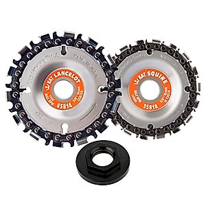 King Arthur's Tools Original & Patented Lancelot 14 Tooth & Squire 18 Tooth Tandem Combo with Universal Nut - 4" (100mm) Dia. X 5/8” (16mm) Bore - Fits 4 and 4 1/2" Woodworking Angle Grinder - 71418